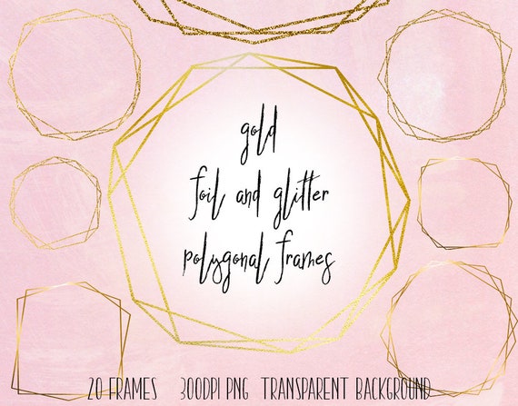 Gold polygonal frames clipart Gold crystal frames clip art | Etsy