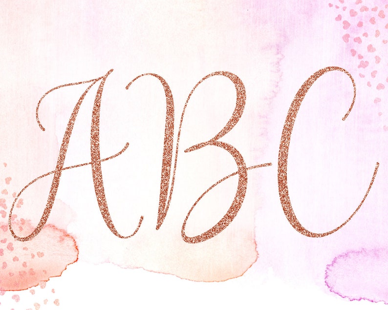 Rose Gold Glitter Letters Clipart, Rose Gold Font, Rose Gold Alphabet ...