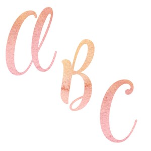 Blush Watercolor Alphabet Clipart, Pink Alphabet Clip Art, Watercolor ...
