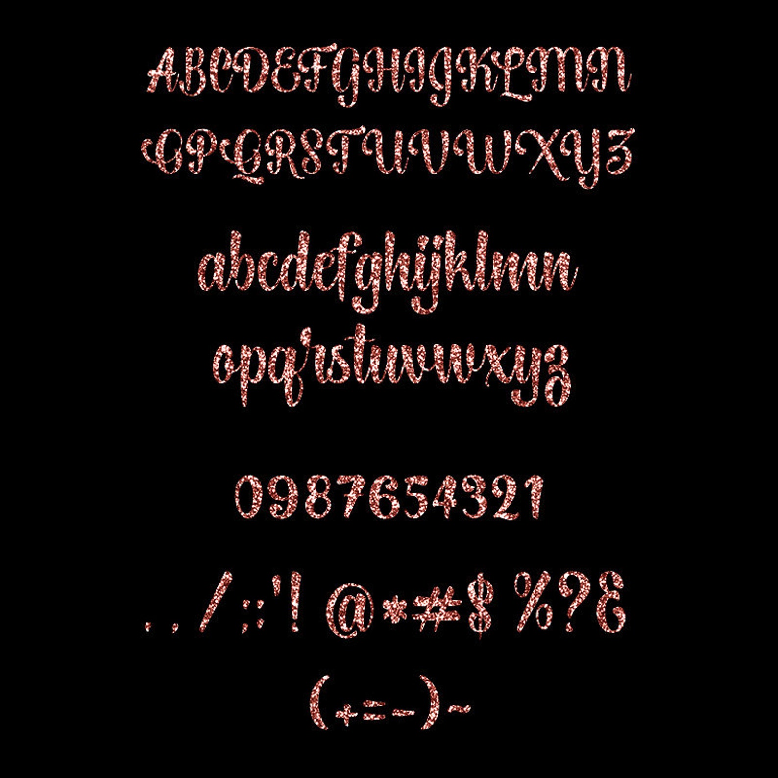 Rose Gold Font, Rose Gold Glitter Alphabet, Rose Gold Letters, Rose ...