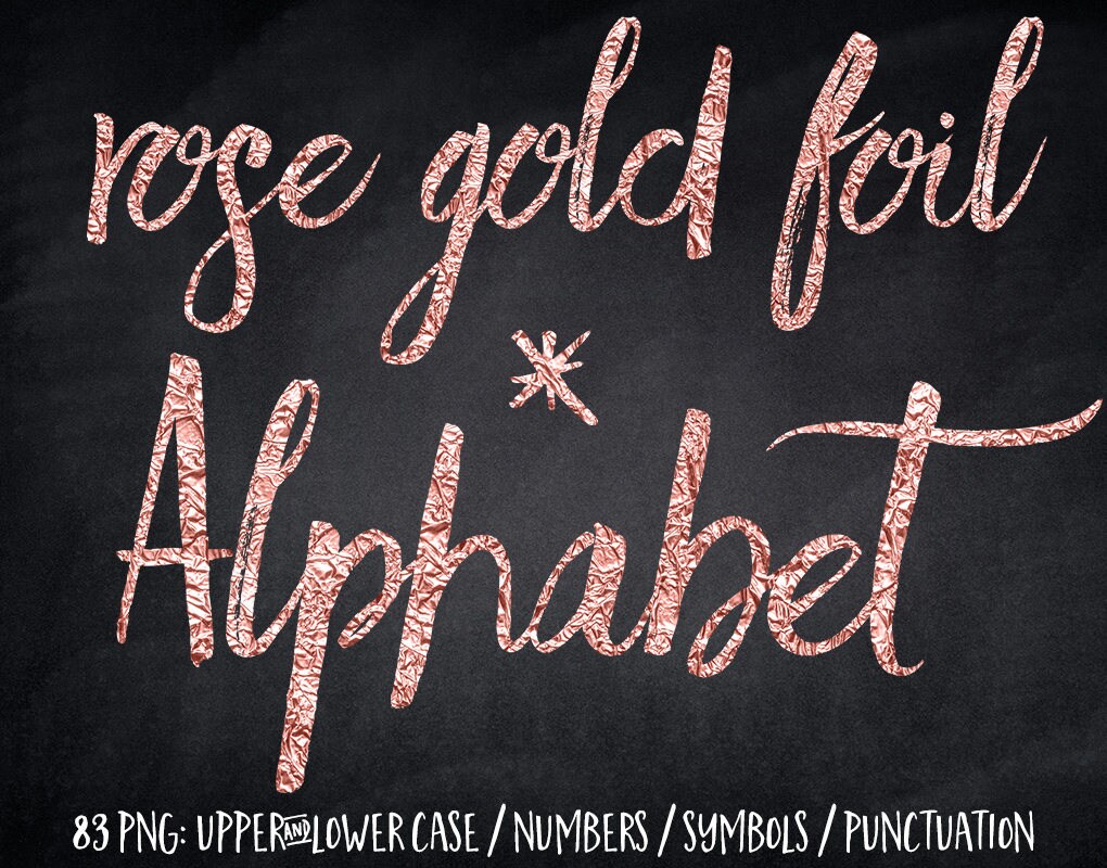 Rose Gold Alphabet, Wedding Clipart, Rose Gold Foil Alphabet ...