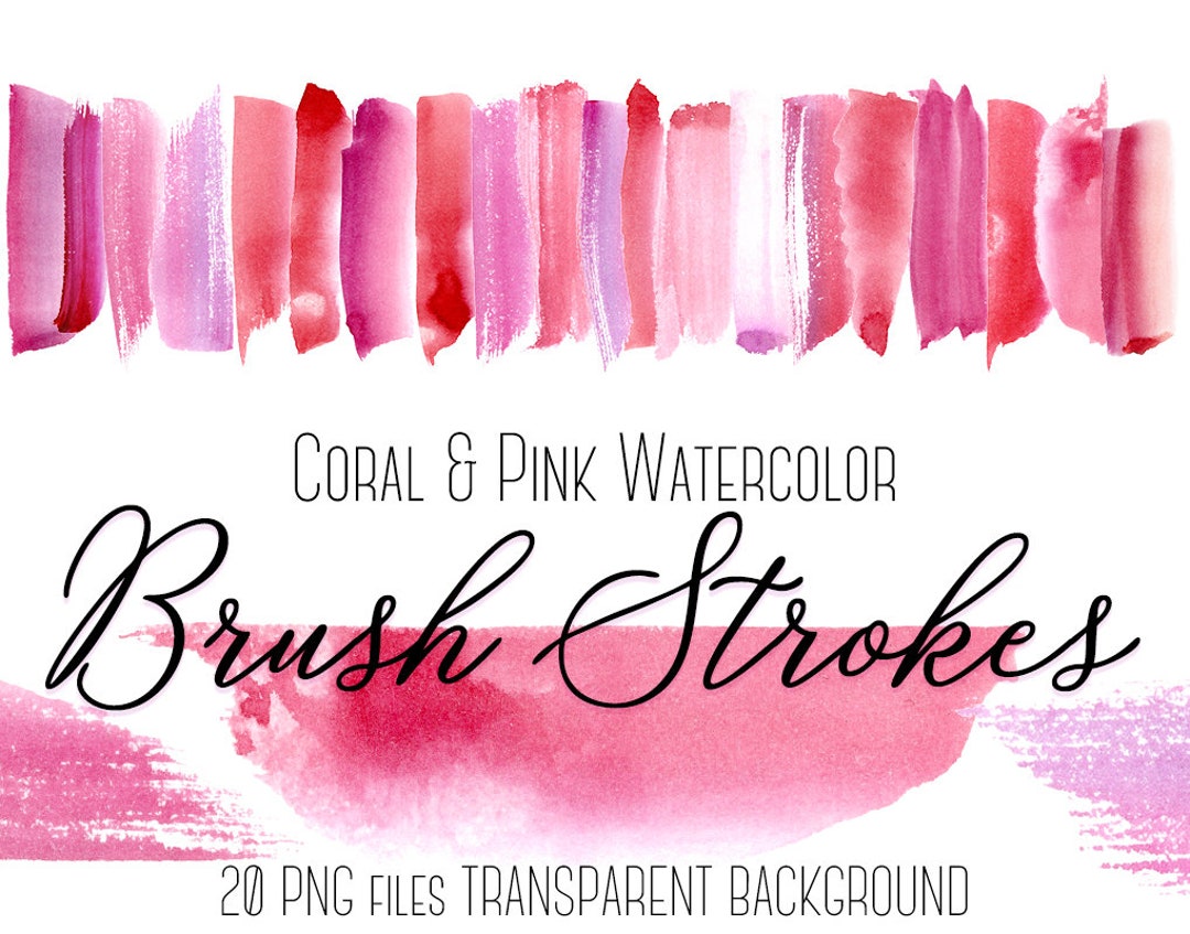 Pink Brush Strokes Clipart Watercolor Design Elements - Etsy