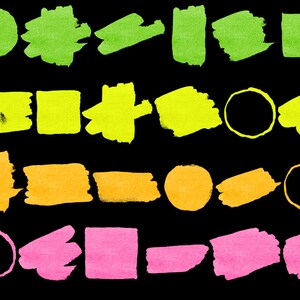 Neon Brush Strokes Clipart, Highlighter Brush Strokes Clip Art, Neon ...