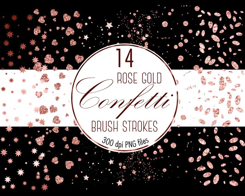 Rose Gold Confetti Clipart, Confetti Brush Strokes, Confetti Rose Gold ...