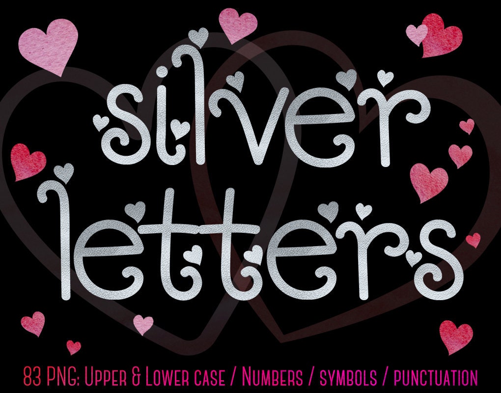 Love Letters Clip Art Wedding Clipart Silver Font Clip Art - Etsy