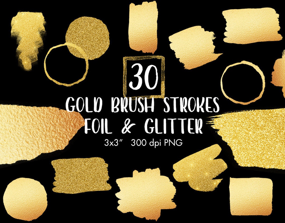 Gold Brush Strokes Clipart, Gold Glitter Brush Strokes Clip Art, Gold ...