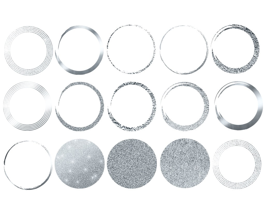 Silver Circles Clipart, Silver Foil and Silver Glitter Circles, Design ...