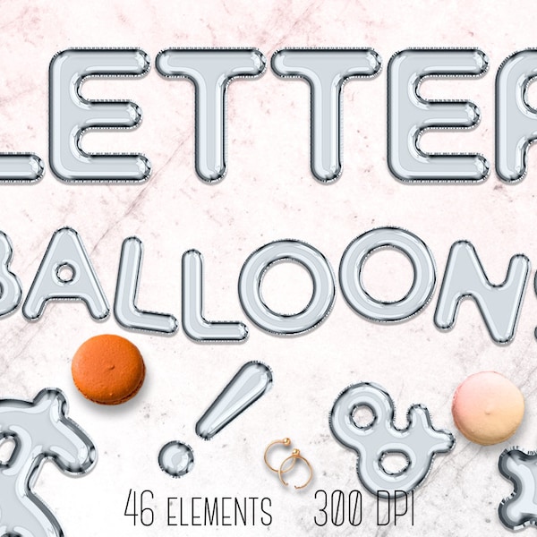 Silver Letter Balloons Clipart, Silver Alphabet Clip Art, Silver ...