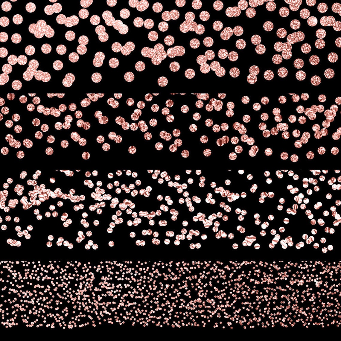 Rose Gold Confetti Borders Clipart Rose Gold Border Overlays - Etsy