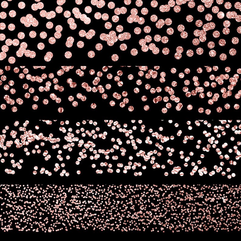 Rose Gold Confetti Borders Clipart Rose Gold Border Overlays - Etsy