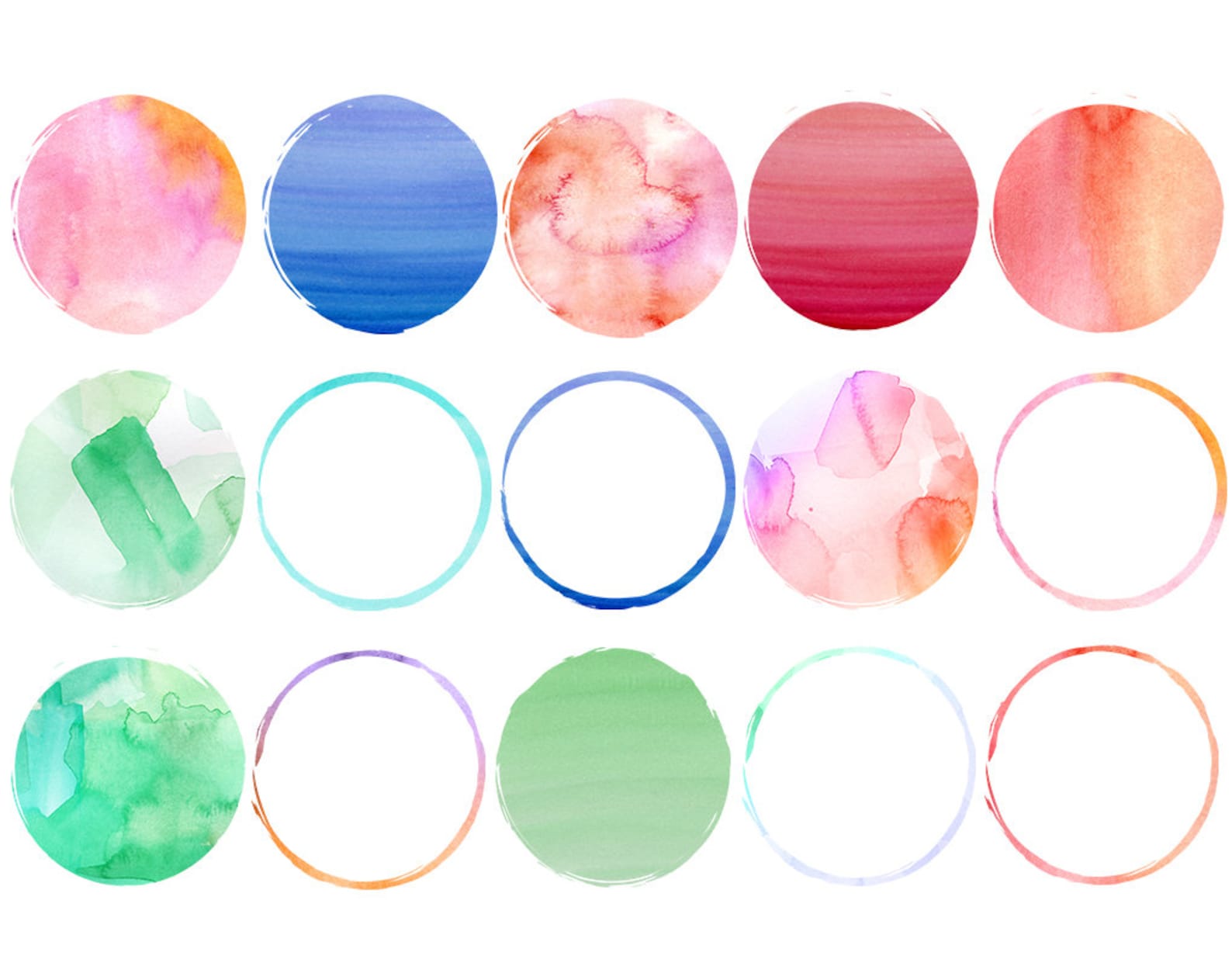 Watercolor Circles Clipart Circle Clip Art Design Elements - Etsy
