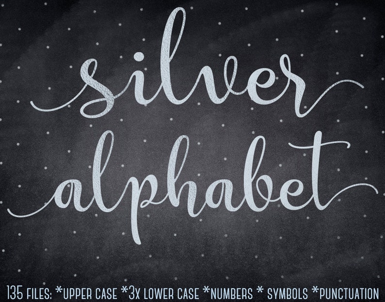 Silver Letters Clipart Silver Font Silver Alphabet With - Etsy