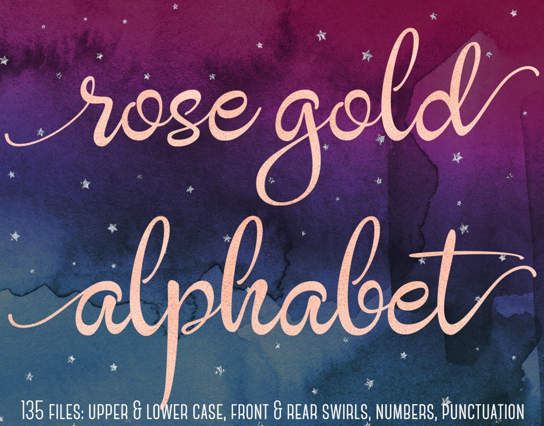 Rose Gold Alphabet Clipart, Rose Gold Font, Rose Gold Letters With ...