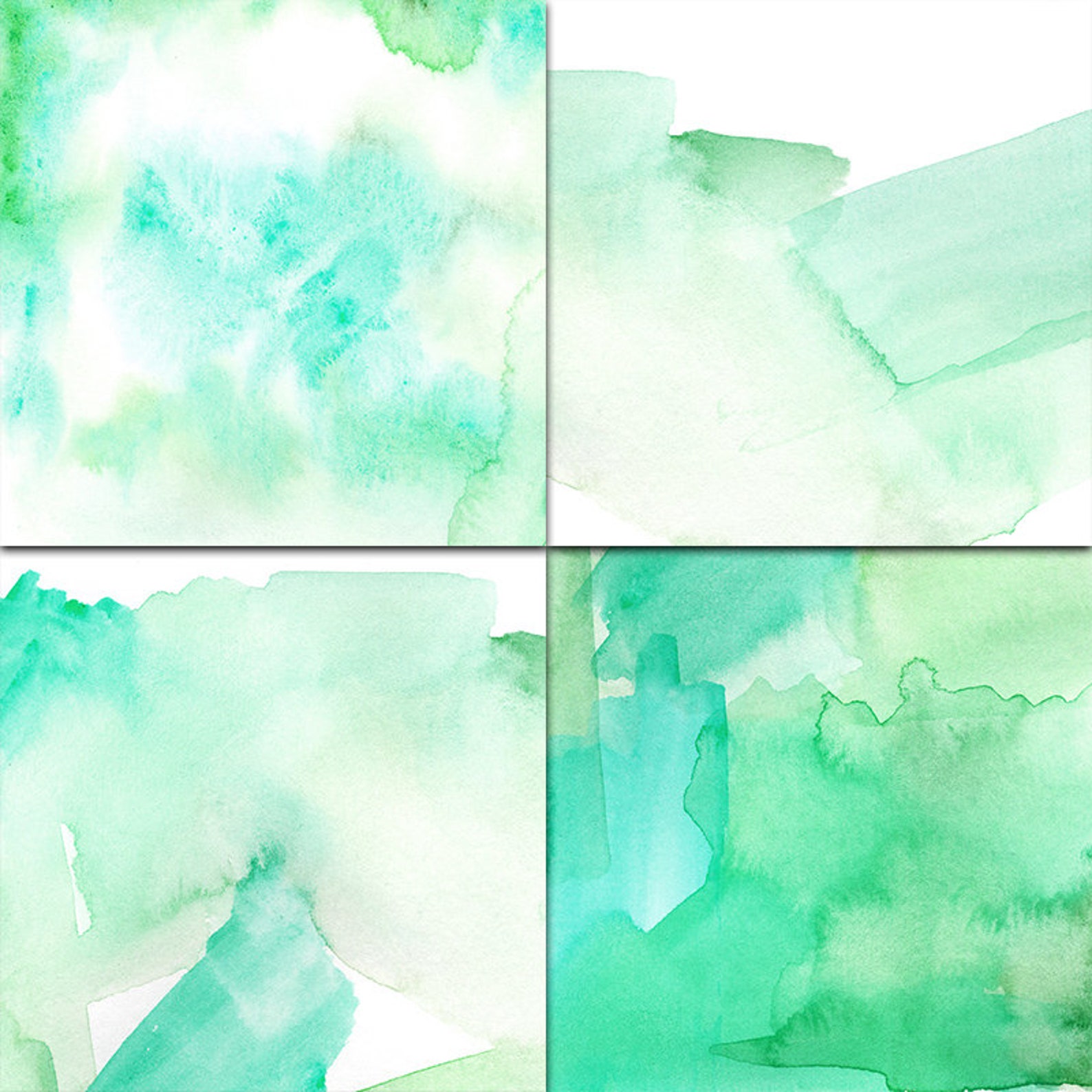 Green Watercolor Digital Paper Clipart, Watercolor Ombre Paper Pack ...