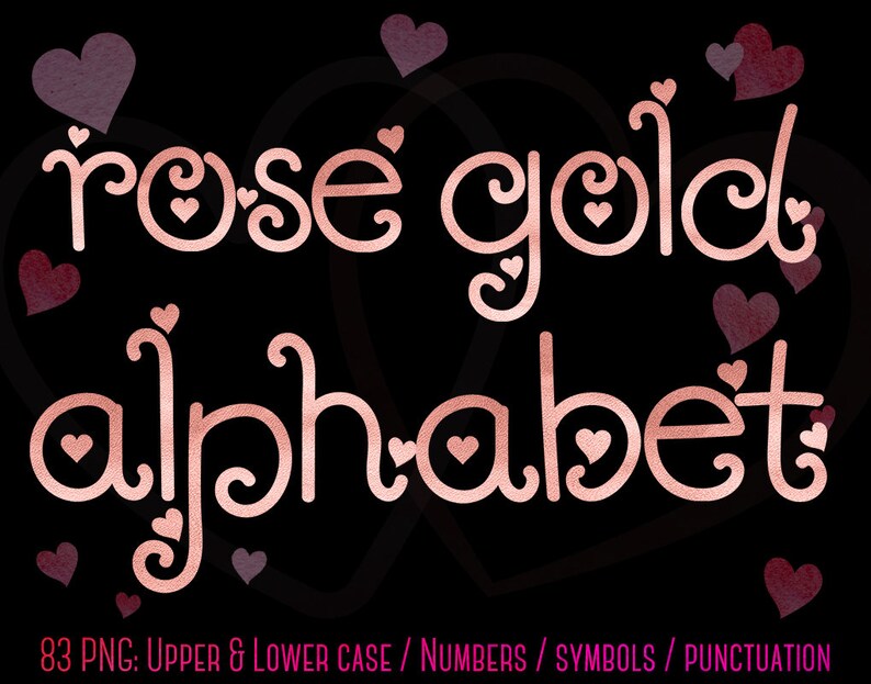 Love Letters Clip Art, Rose Gold Alphabet Clip Art, Rose Gold Font Clip ...