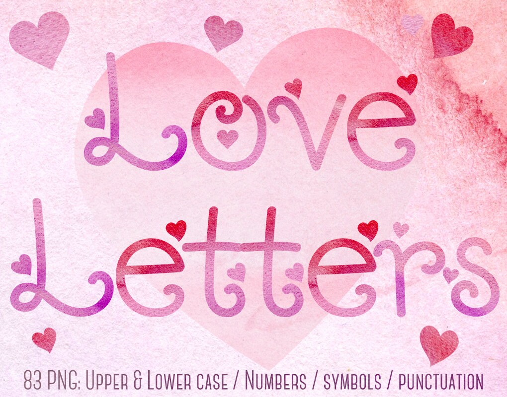 Love Letters Clip Art, Pink Watercolor Alphabet Clip Art, Pink Font ...
