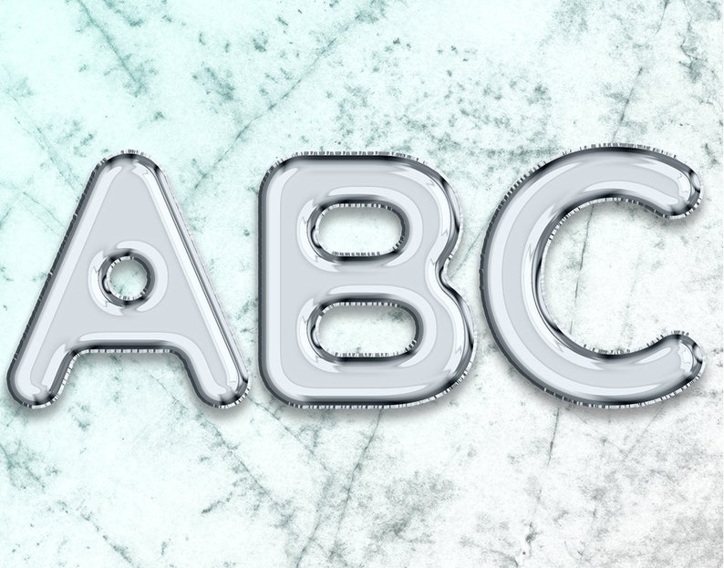 Silver Letter Balloons Clipart Silver Alphabet Clip Art - Etsy