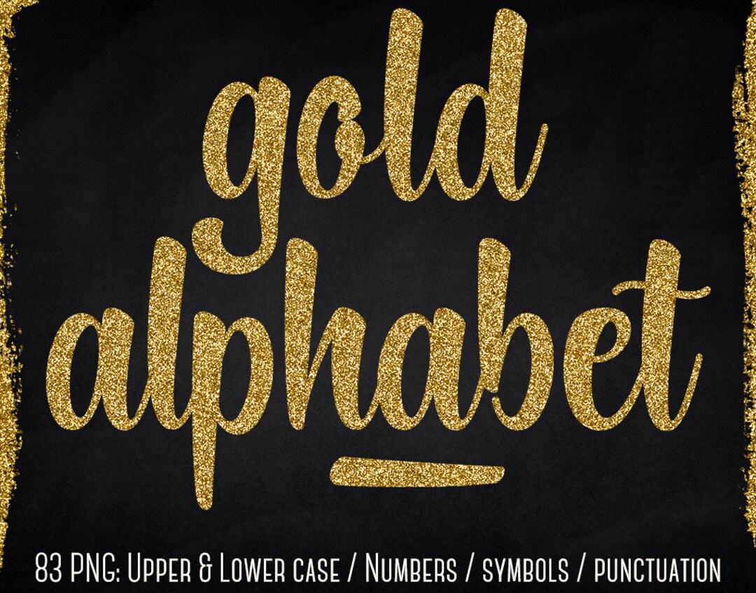 Gold Font Clipart, Gold Glitter Alphabet, Gold Alphabet, Wedding ...
