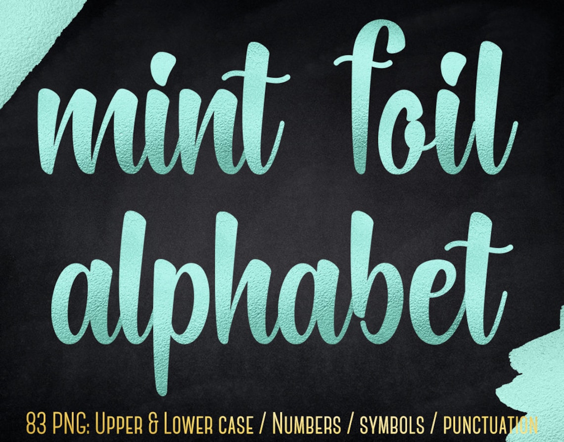 Mint Letters Clipart Mint Numbers Mint Font Clipart Mint - Etsy