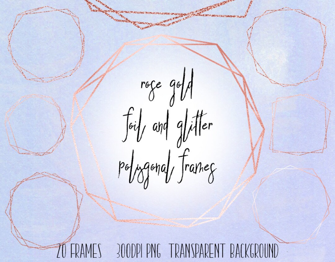 Rose Gold Polygonal Frames Clipart, Rose Gold Crystal Frames Clip Art ...