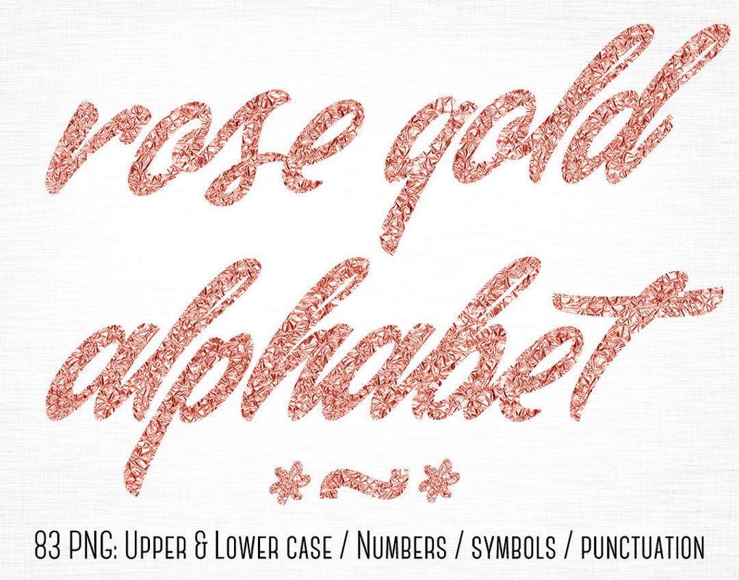 Rose Gold Letters Clipart, Rose Gold Foil Alphabet Clipart, Rose Gold ...