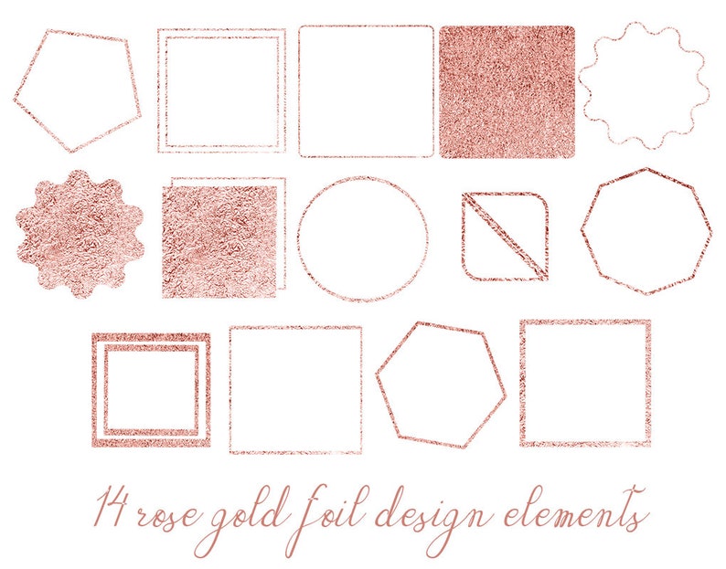 Rose Gold Foil Design Elements Clipart, Rose Gold Glitter, Rose Gold ...