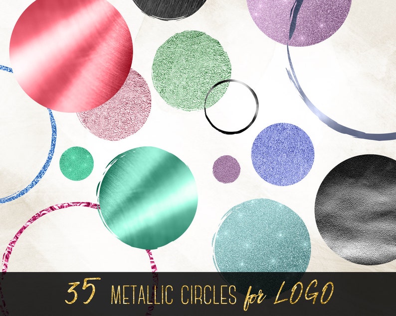 Metallic Circles Clipart, Glitter Circle Clip Art, Design Elements ...