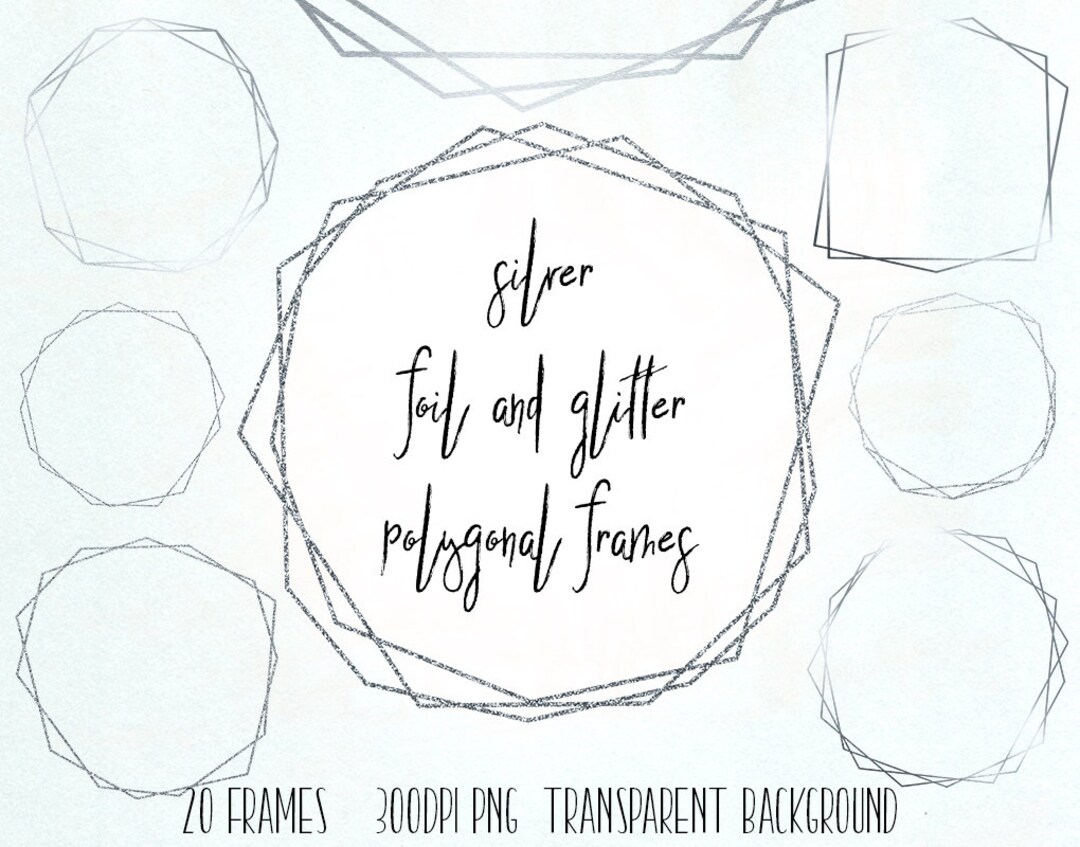 Silver Polygonal Frames Clipart, Silver Crystal Frames Clip Art, Silver ...