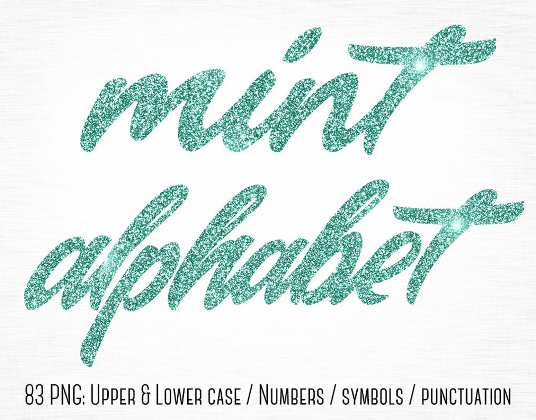 Mint Green Letters Clipart, Mint Glitter Alphabet Clipart, Mint ...