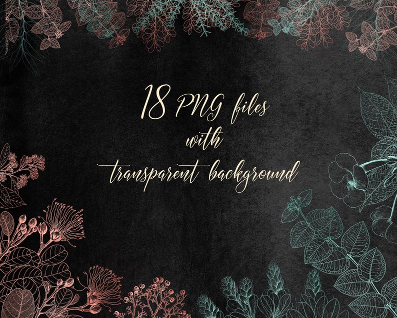 Floral Border Overlays Clipart Rose Gold Floral Overlays - Etsy