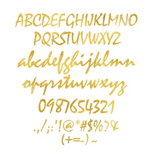 Gold Foil Alphabet Clipart, Gold Alphabet Clipart, Gold Font, Gold ...