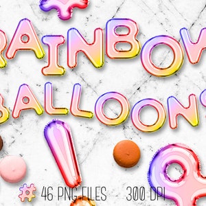 Rainbow Letter Balloons Clipart, Rainbow Alphabet Clip Art, Rainbow ...
