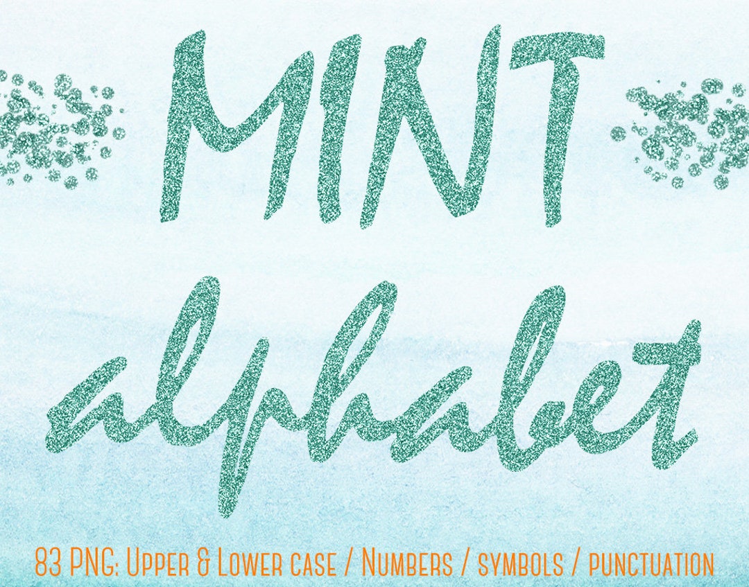 Mint Glitter Alphabet Clipart Mint Alphabet Clip Art Mint - Etsy