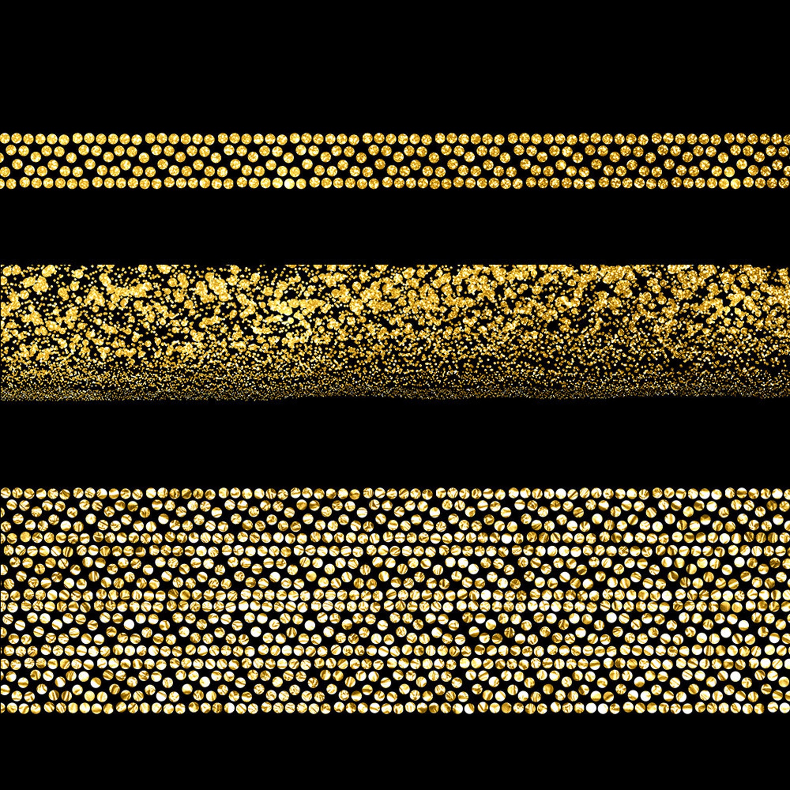 Gold Confetti Borders Clipart, Gold Border Overlays Clipart, Gold ...