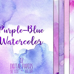 Purple Ombre Watercolor Paper, Watercolor Digital Paper Clipart ...