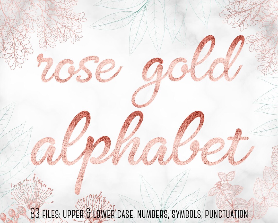 Rose Gold Alphabet Clipart, Rose Gold Letters Clipart, Rose Gold Font ...