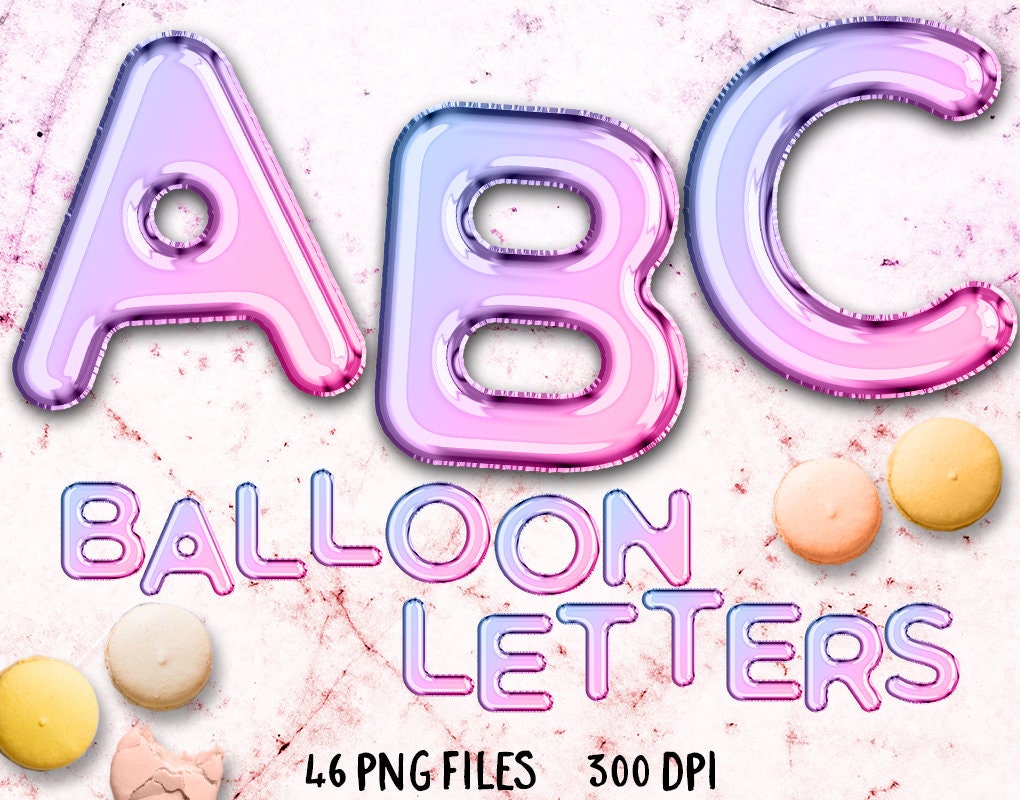 Ombre Balloon Letters Clipart, Rainbow Alphabet Clip Art, Rainbow Foil ...