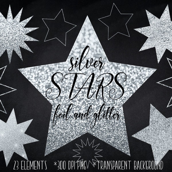 Silver Glitter Stars - Etsy