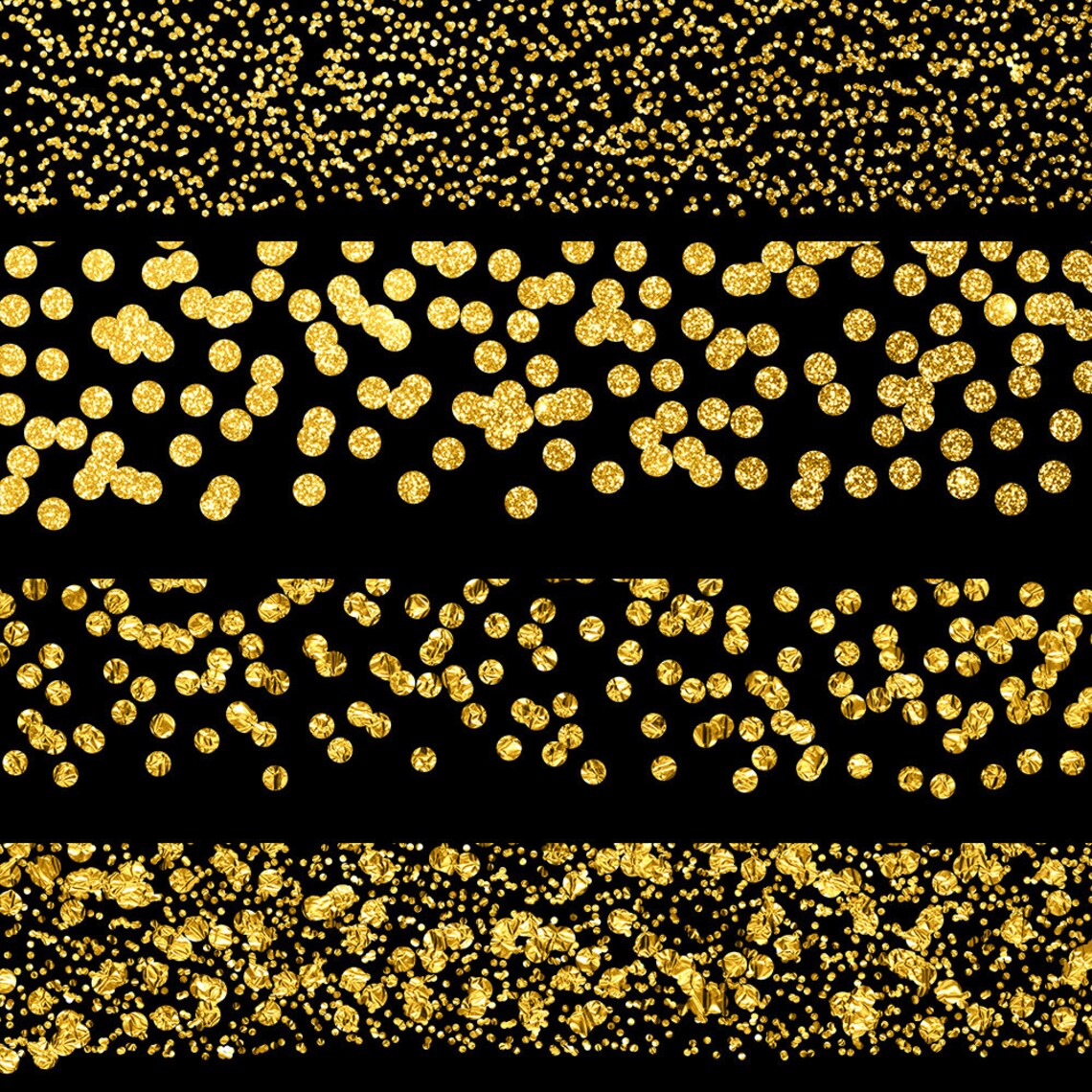 Gold Confetti Borders Clipart Gold Border Overlays Clipart - Etsy