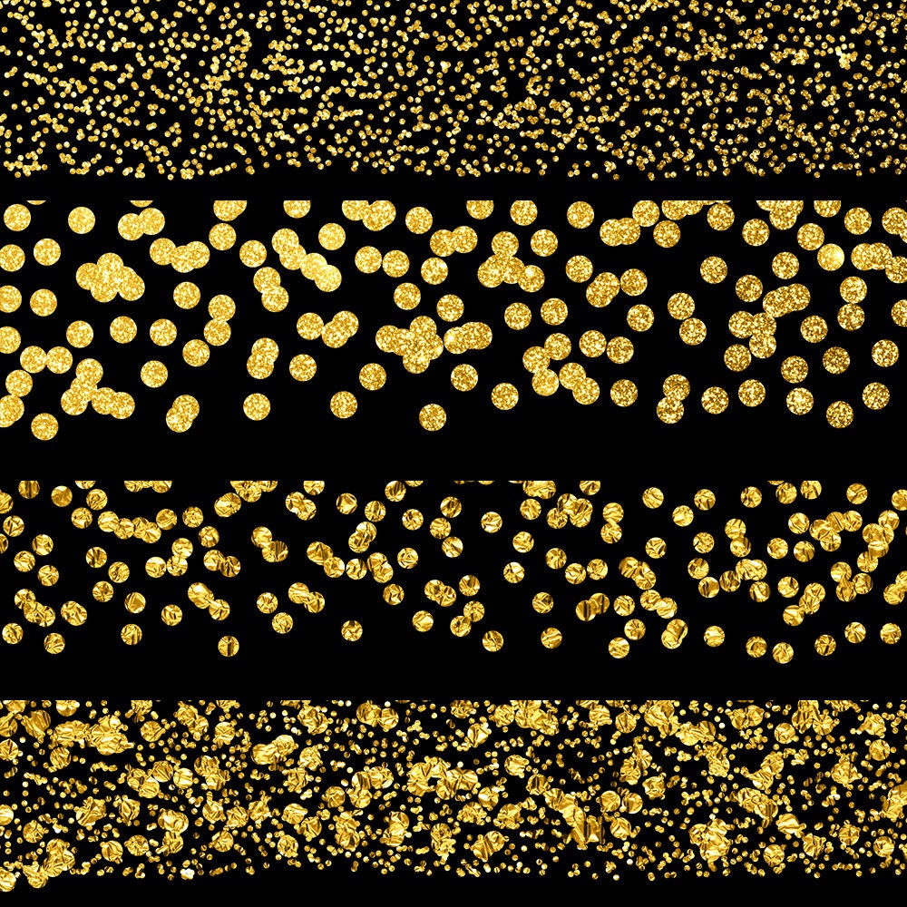 Gold Confetti Borders Clipart, Gold Border Overlays Clipart, Gold ...