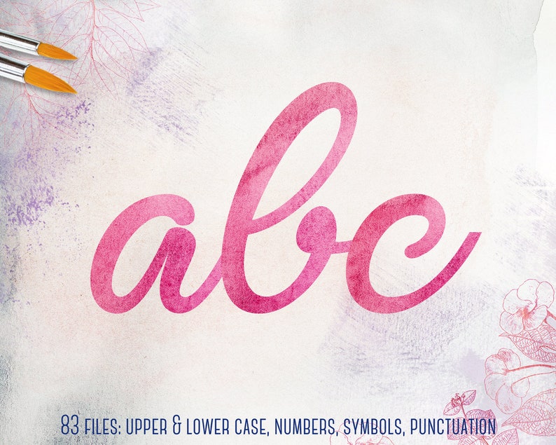 Pink Watercolor Alphabet Clipart, Watercolor Font Clip Art, Watercolor ...