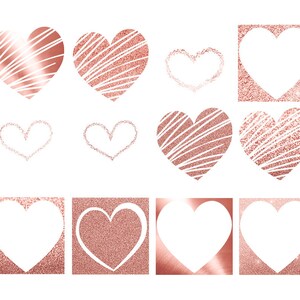 Rose Gold Hearts Clipart, Rose Gold Glitter Heart, Rose Gold Foil Heart ...