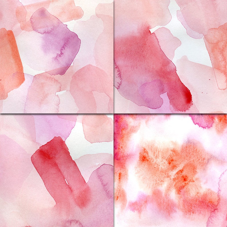Pink Ombre Watercolor Paper, Watercolor Digital Paper Clipart ...