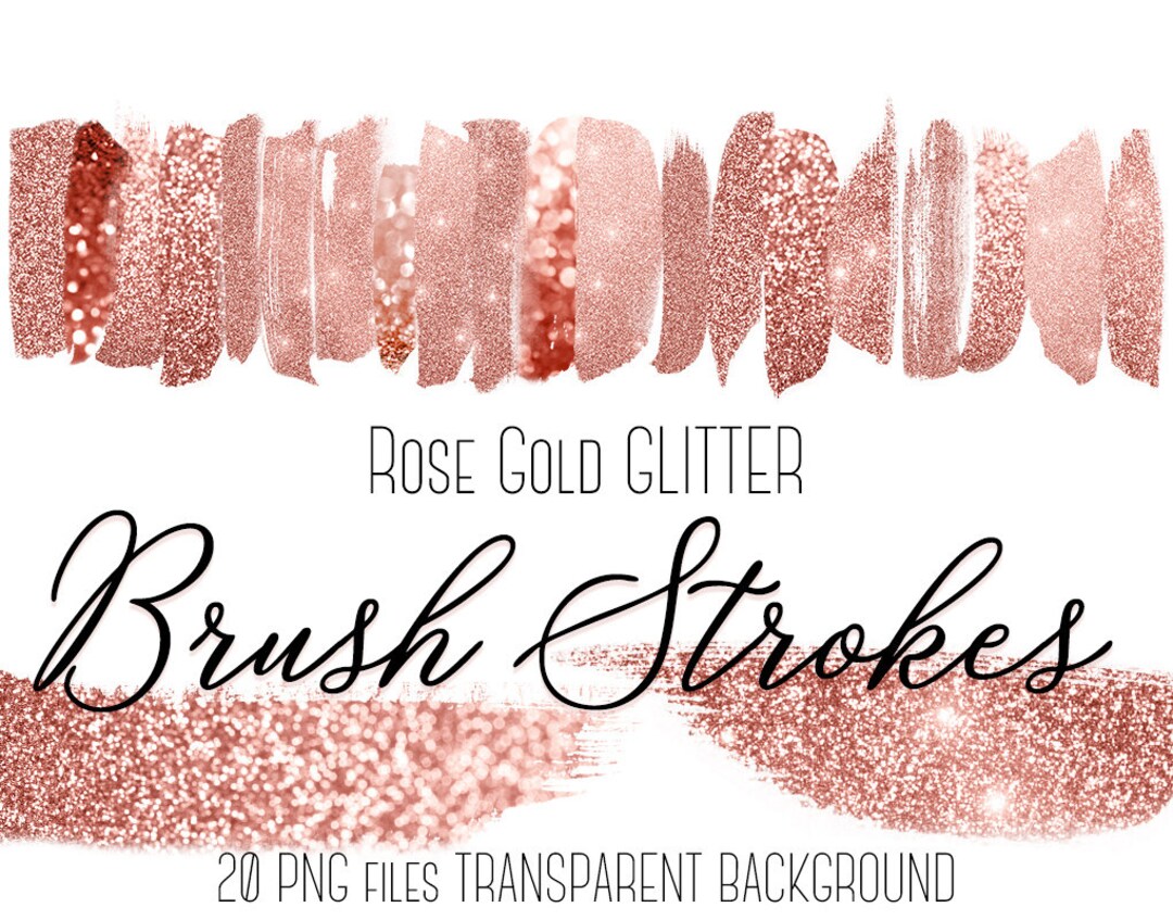 Rose Gold Glitter Brush Strokes Clipart, Rose Gold Brush Strokes, Rose ...