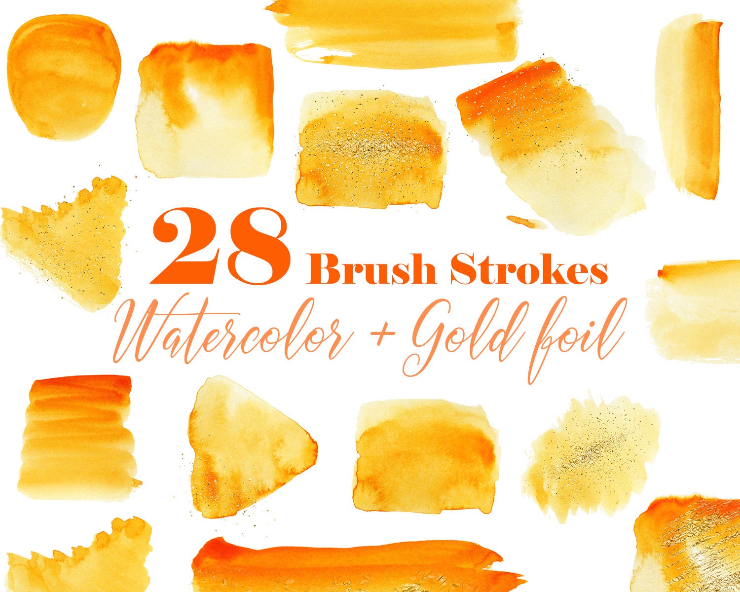 Peach Brush Strokes With Gold Foil Watercolor Design - Etsy