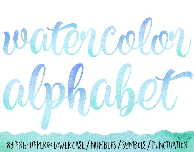 Blue Watercolor Alphabet Clipart Blue Alphabet Clip Art - Etsy