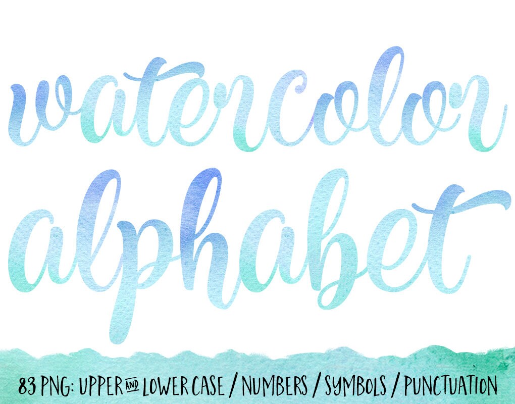 Blue Watercolor Alphabet Clipart Blue Alphabet Clip Art - Etsy