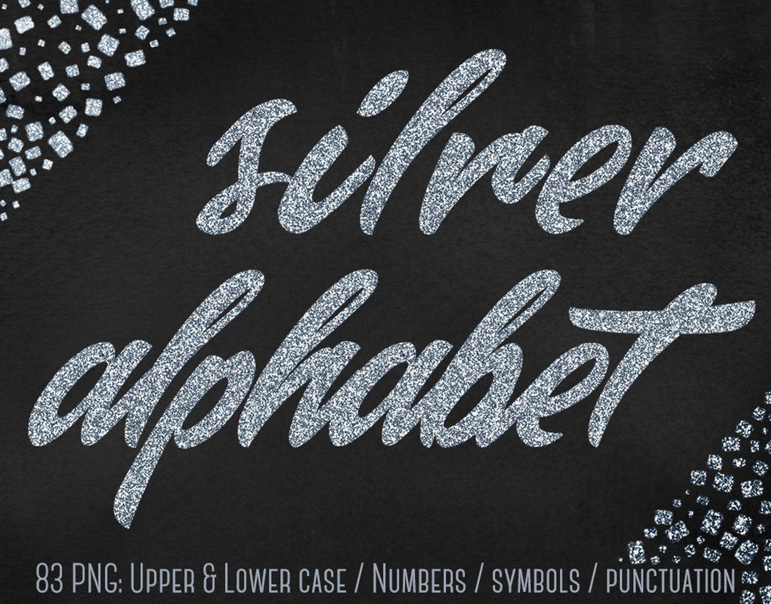 Silver font Silver glitter alphabet Silver alphabet clipart | Etsy