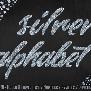 Silver font Silver glitter alphabet Silver alphabet clipart | Etsy