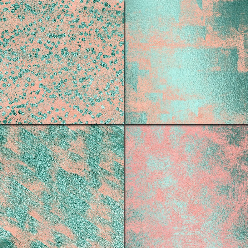 Grunge Pink and Mint Digital Paper Mint Wallpaper Mint Foil - Etsy